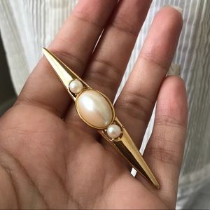 Vintage | Jewelry | Vintage Gold Tone Faux Pearl Collar Brooch | Poshmark